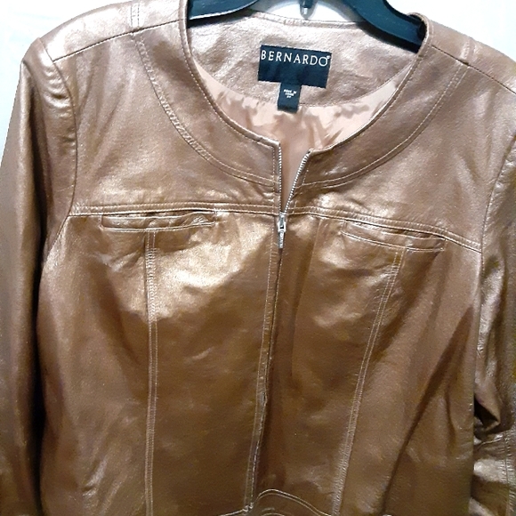 Bernardo | Jackets & Coats | Lightweight Leather Jacket Golden Bronze ...